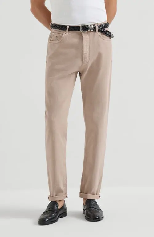 Brunello Cucinelli Garment-dyed Denim Trousers - Light Brown