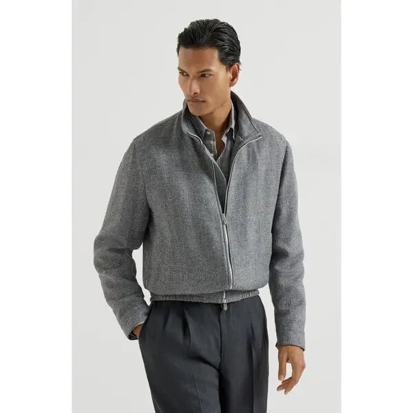Brunello Cucinelli Outerwear Jacket With Stand Collar - Medium Grey