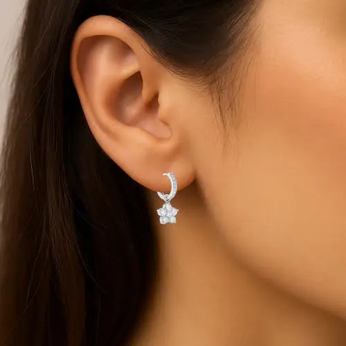 DONATELLO GIAN Floral Crystal Drop Earrings
