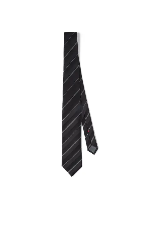 Brunello Cucinelli Striped Silk Necktie - Black