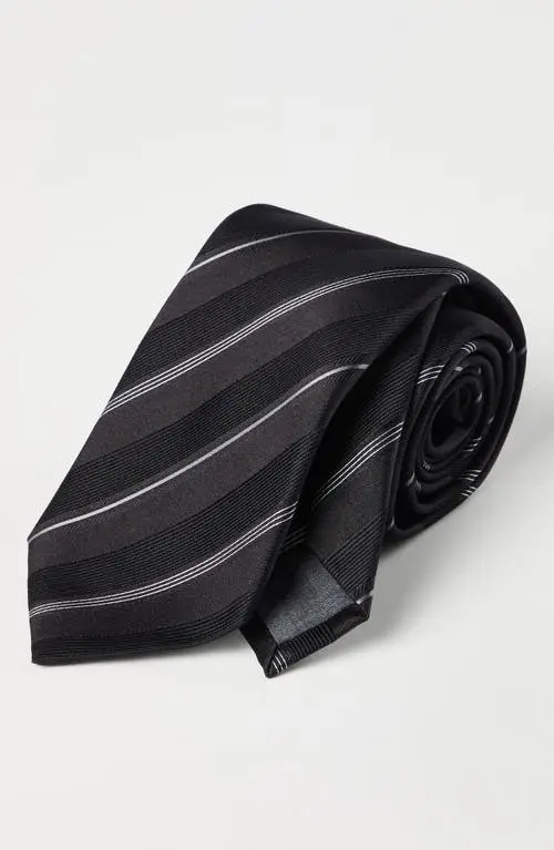 Brunello Cucinelli Striped Silk Necktie - Black