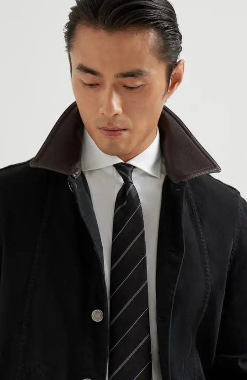 Brunello Cucinelli Striped Silk Necktie - Black