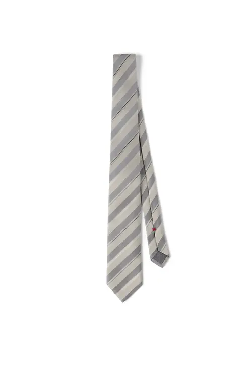 Brunello Cucinelli Striped Silk Necktie - Khaki