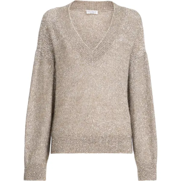 Brunello Cucinelli Sequin Embellished Sweater - Light Brown