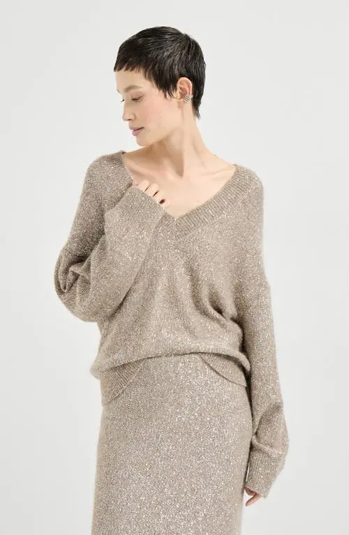 Brunello Cucinelli Sequin Embellished Sweater - Light Brown