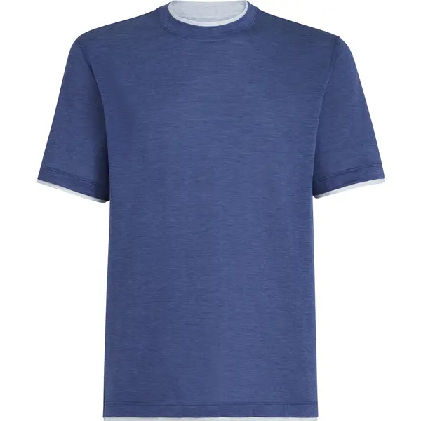 Brunello Cucinelli T-shirt With Faux-layering - Denim