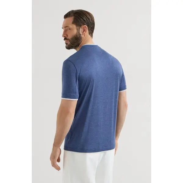 Brunello Cucinelli T-shirt With Faux-layering - Denim