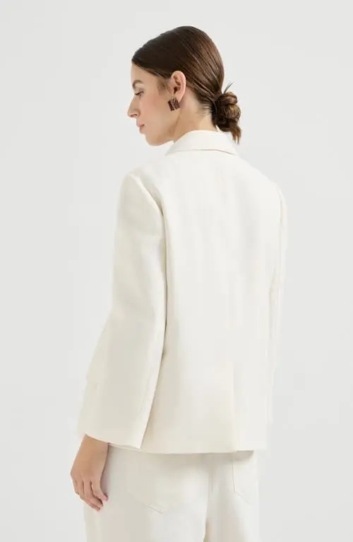 Brunello Cucinelli Fluid Twill Blazer With Monili Detail - Ivory