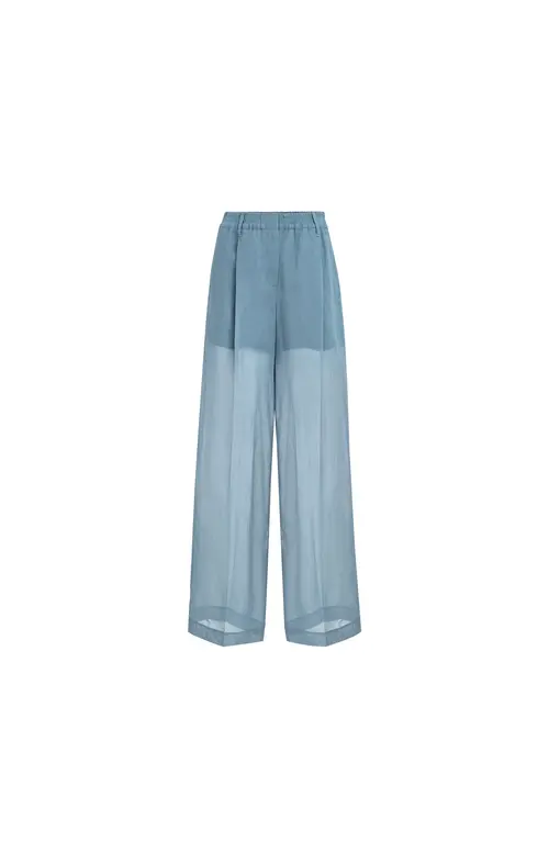 Brunello Cucinelli Cotton Organza Trousers - Azure