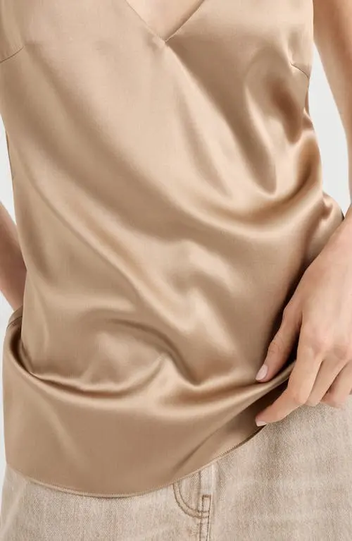 Brunello Cucinelli Stretch Silk Satin Camisole - Beige