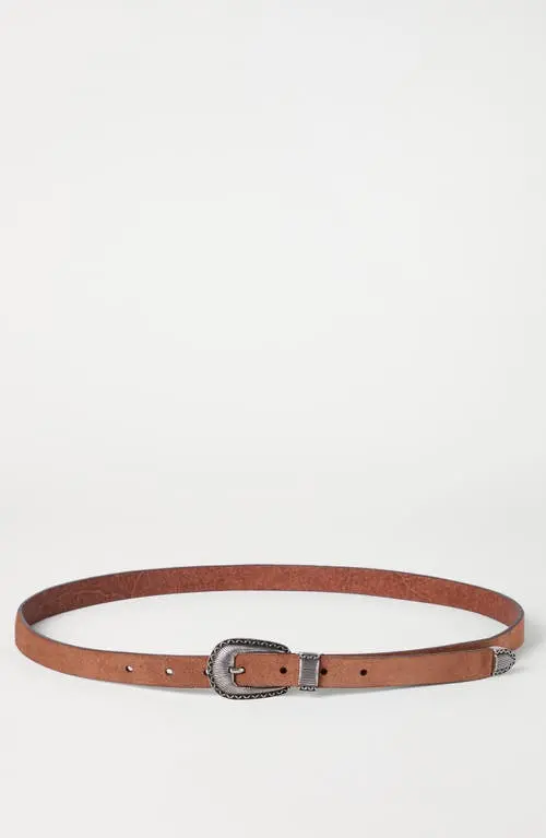 Brunello Cucinelli Reversed Leather Belt With Silver Tone Tip