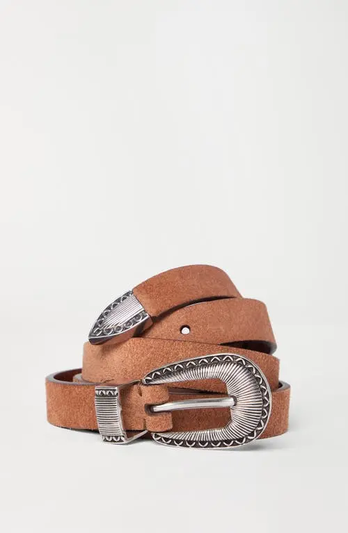 Brunello Cucinelli Reversed Leather Belt With Silver Tone Tip