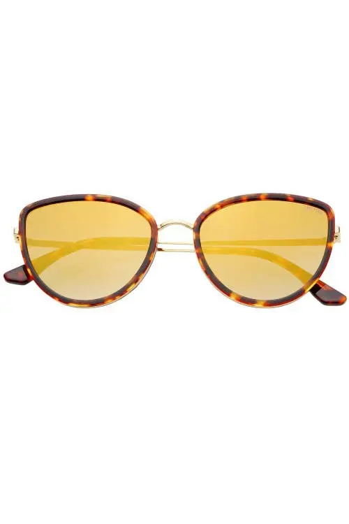 FREYRS EYEWEAR Luna Cat Eye Sunglasses - Tortoise/gold Mirror