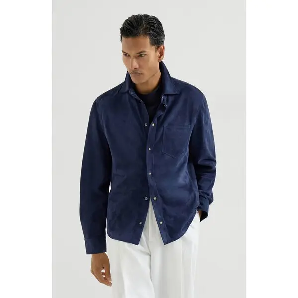 Brunello Cucinelli Suede Overshirt - Ink