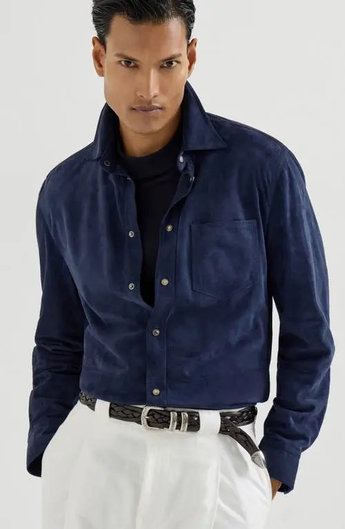 Brunello Cucinelli Suede Overshirt - Ink