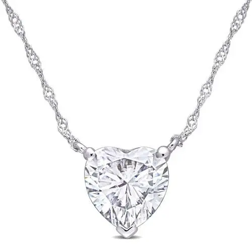 JULIANNA B. Moissanite Heart Solitaire Necklace - 10k White Gold