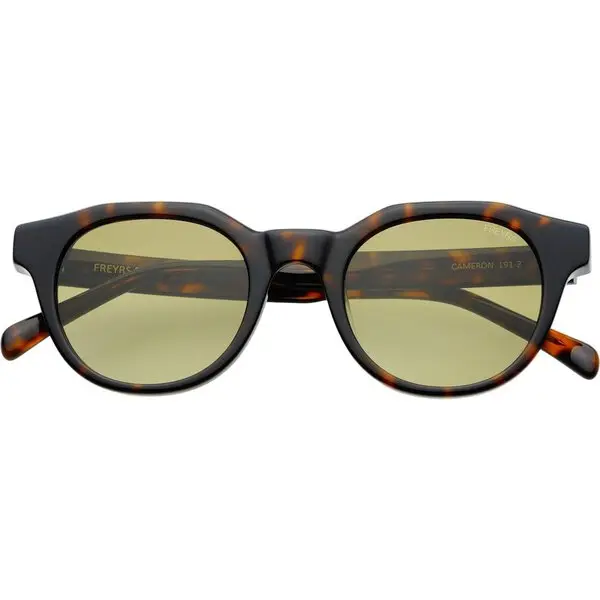 FREYRS EYEWEAR Cameron Round Frame Sunglasses - Tortoise/gradient Green