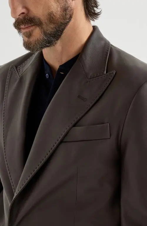 Brunello Cucinelli Calfskin Blazer - Chocolate
