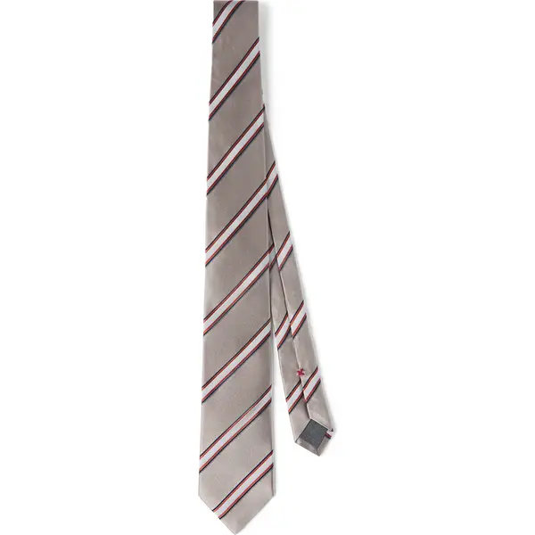 Brunello Cucinelli Striped Silk Necktie - Earth
