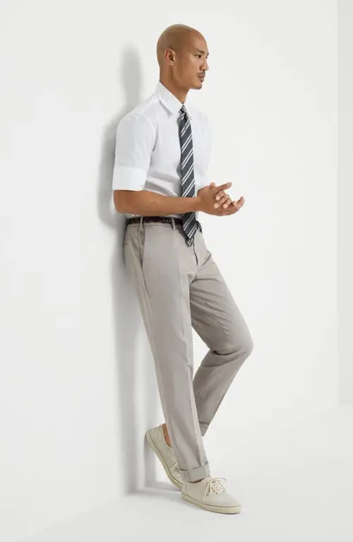 Brunello Cucinelli Comfort Gabardine Trousers - Light Grey
