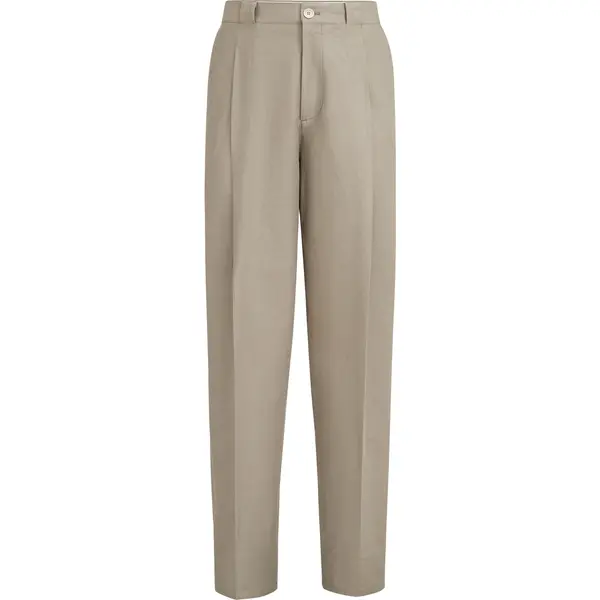 Brunello Cucinelli Cotton And Linen Trousers - Khaki