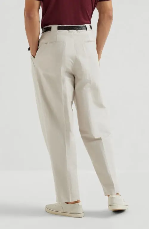 Brunello Cucinelli Cotton And Linen Panama Trousers - Yuta