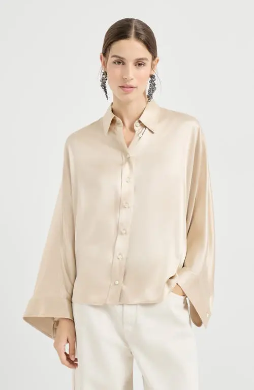 Brunello Cucinelli Stretch Silk Satin Shirt