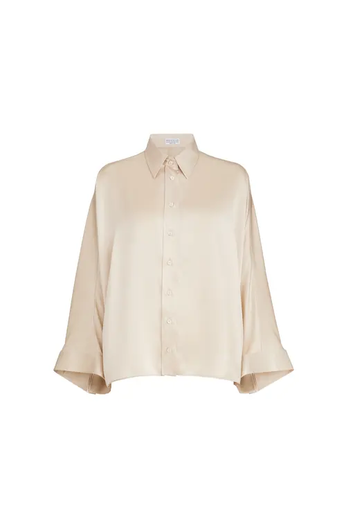 Brunello Cucinelli Stretch Silk Satin Shirt