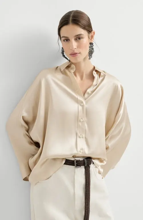 Brunello Cucinelli Stretch Silk Satin Shirt