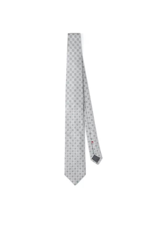 Brunello Cucinelli Patterned Silk Standard Necktie - Light Grey