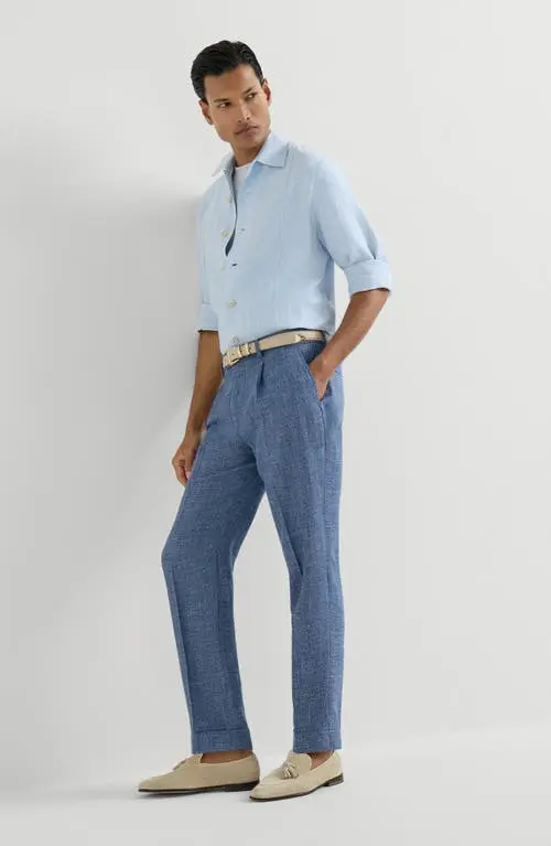 Brunello Cucinelli Hopsack Virgin Wool Trousers - Denim