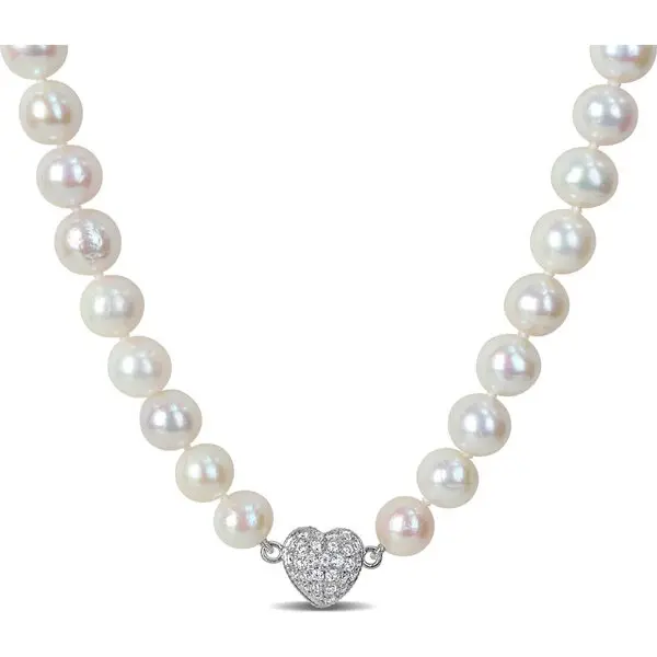 JULIANNA B. Cultured Edison Necklace With Moissanite Clasp - Pearl