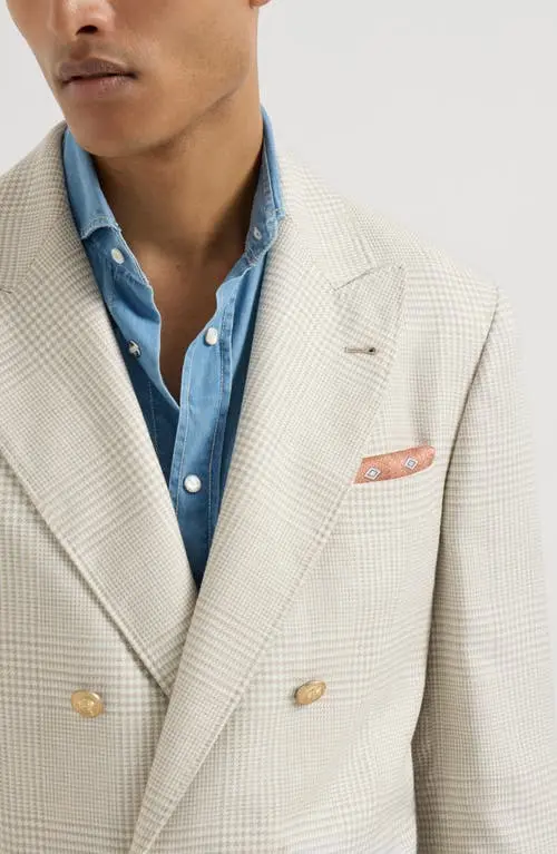 Brunello Cucinelli Silk Pocket Square With Pattern - Apricot