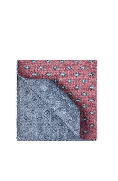 Brunello Cucinelli Silk Pocket Square With Pattern - Coral
