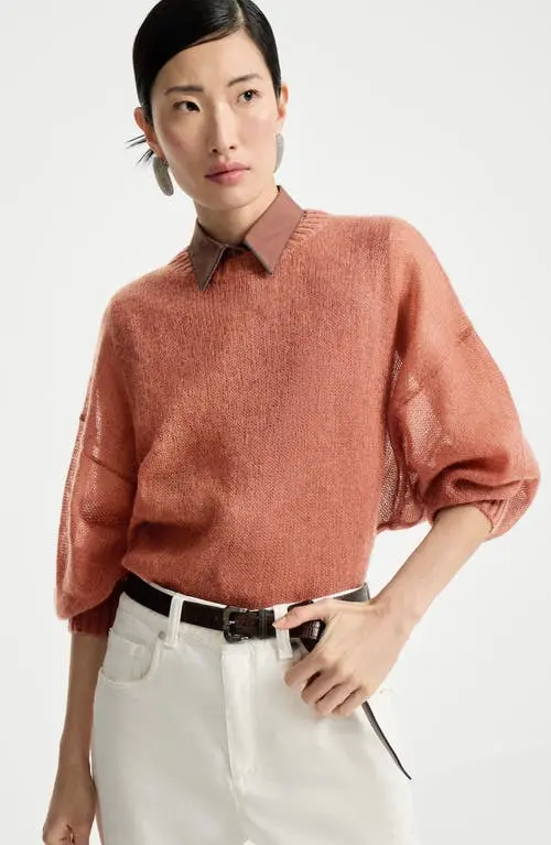 Brunello Cucinelli Mohair And Wool Sweater - Orange