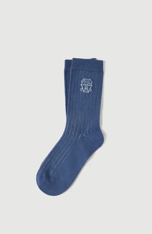 Brunello Cucinelli Cotton Calf Length Socks - Denim