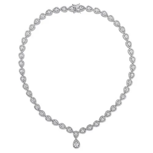 JULIANNA B. Cubic Zirconia Pear-cut Halo Lariat Necklace