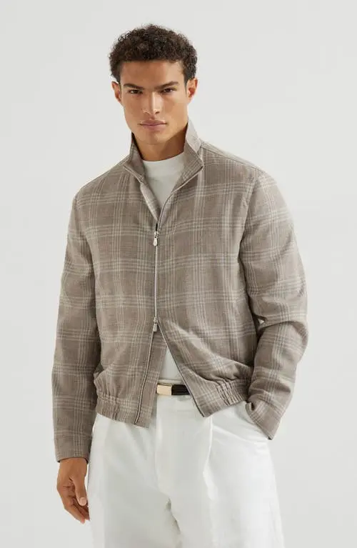 Brunello Cucinelli Tartan Outerwear Jacket - Light Grey