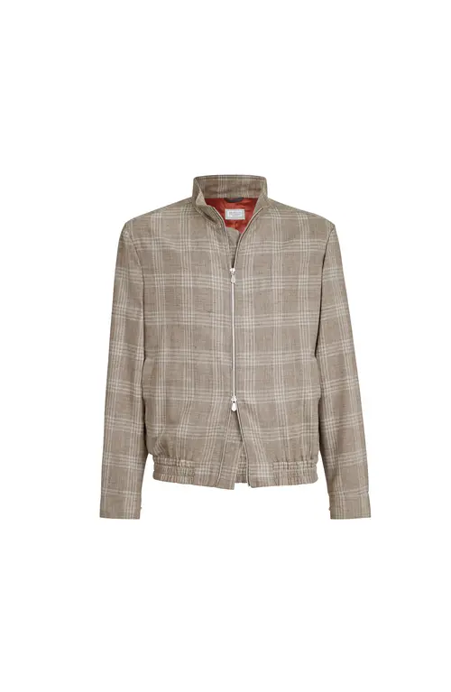 Brunello Cucinelli Tartan Outerwear Jacket - Light Grey