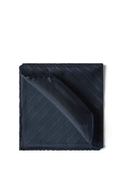 Brunello Cucinelli Silk Pocket Square - Navy Blue