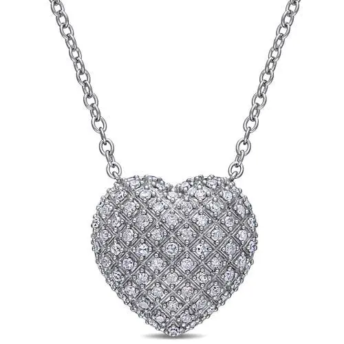 JULIANNA B. Diamond Clustered Heart Necklace - Sterling Silver