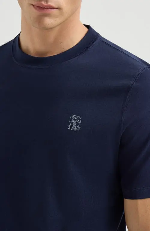 Brunello Cucinelli Jersey T-shirt With Logo - Cobalt