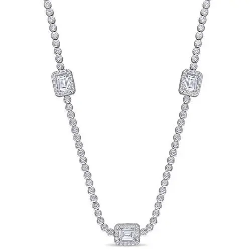JULIANNA B. Cubic Zirconia Station Necklace - Sterling Silver