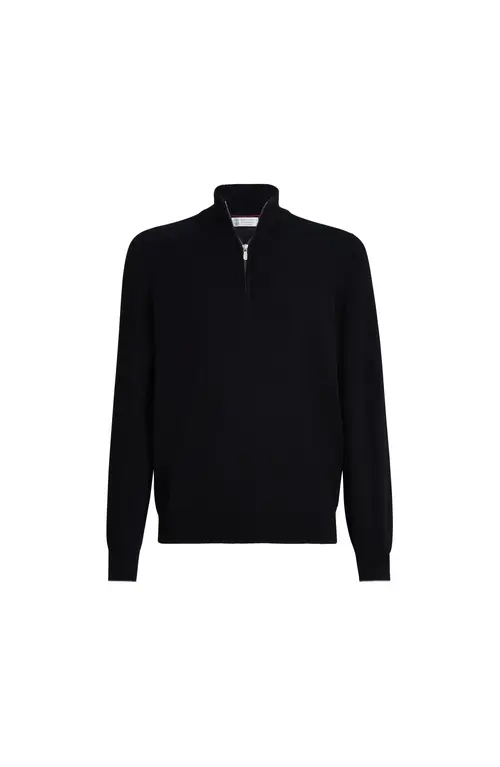 Brunello Cucinelli Cashmere Half-zip Sweater - Black