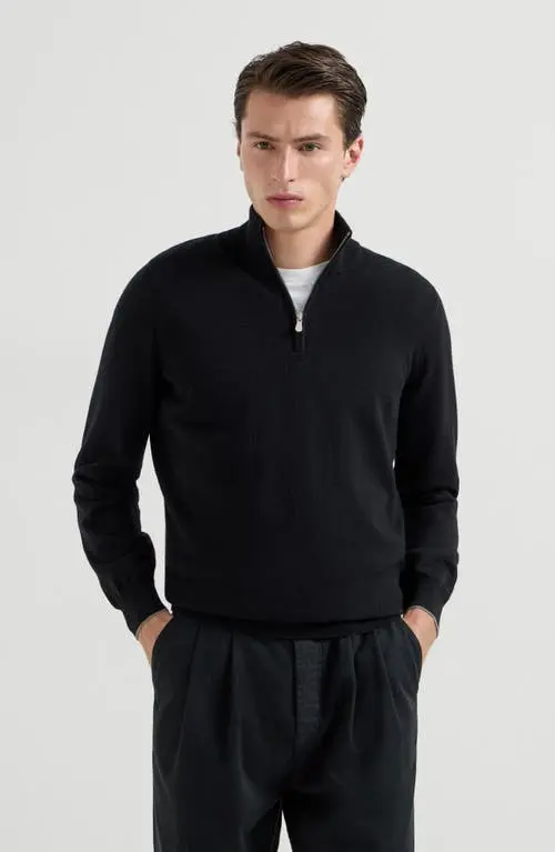 Brunello Cucinelli Cashmere Half-zip Sweater - Black