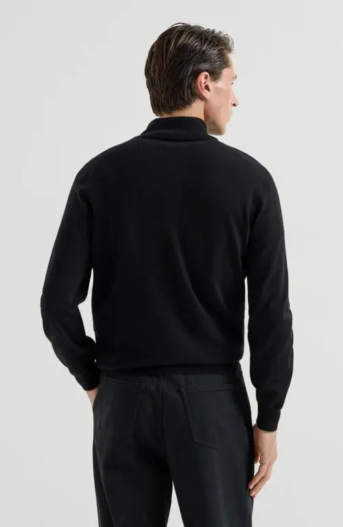 Brunello Cucinelli Cashmere Half-zip Sweater - Black