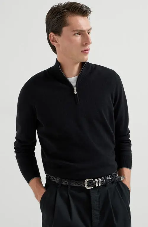 Brunello Cucinelli Cashmere Half-zip Sweater - Black