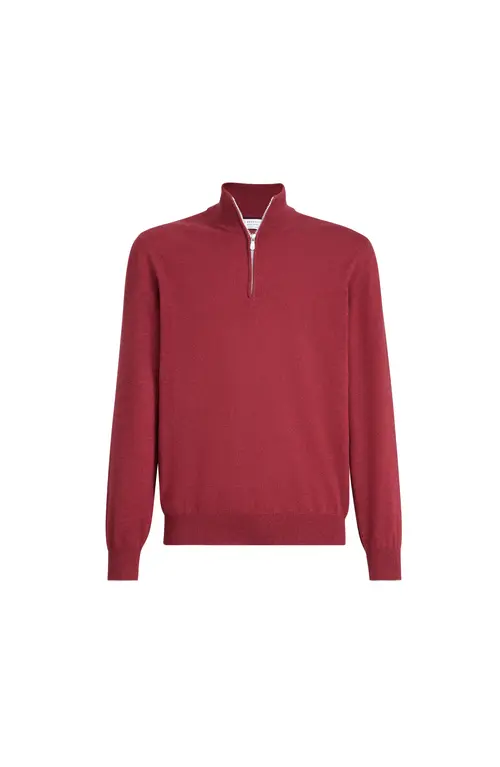 Brunello Cucinelli Cashmere Half-zip Sweater - Cherry