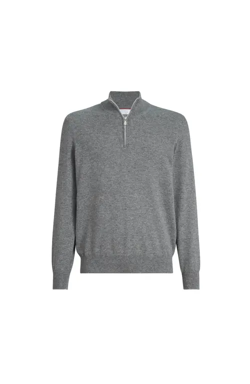 Brunello Cucinelli Cashmere Half-zip Sweater - Dark Grey