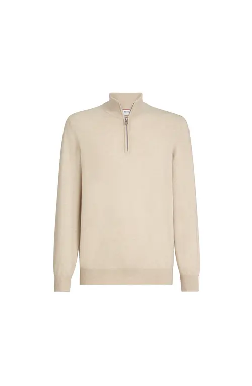 Brunello Cucinelli Cashmere Half-zip Sweater - Sand